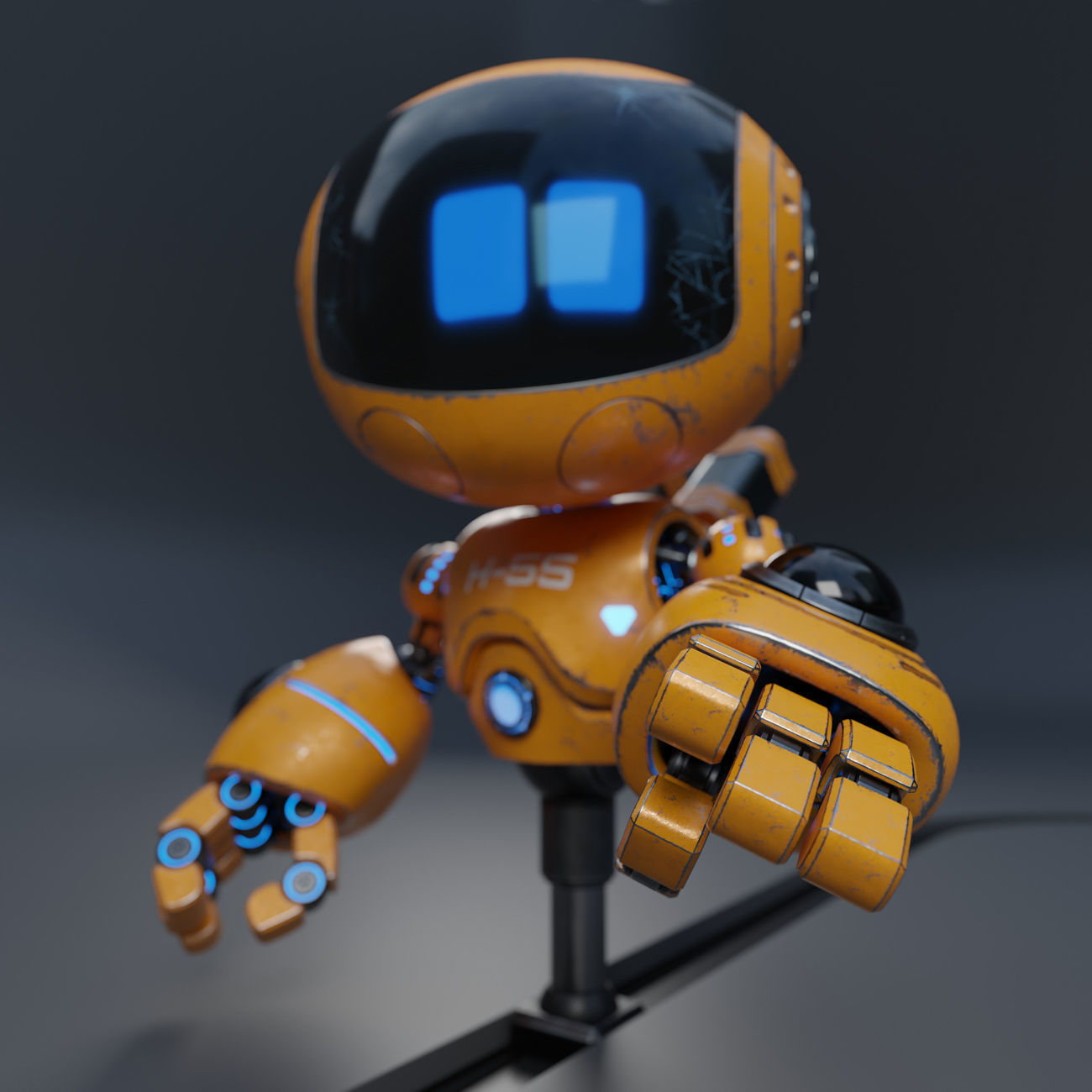 Cute Robot H-55 Yellow 3D model rigged | CGTrader