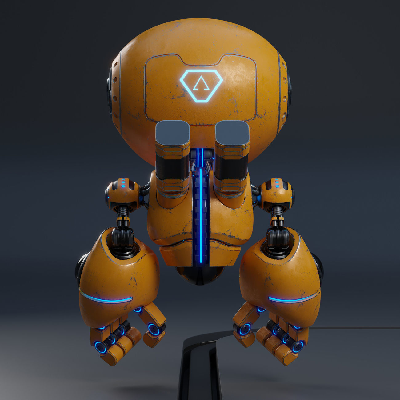 Cute Robot H-55 Yellow 3D model rigged | CGTrader