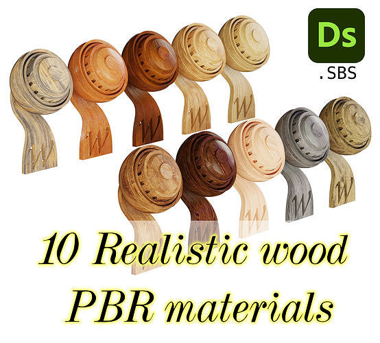 10 wood PBR materials sbs included Texture | CGTrader