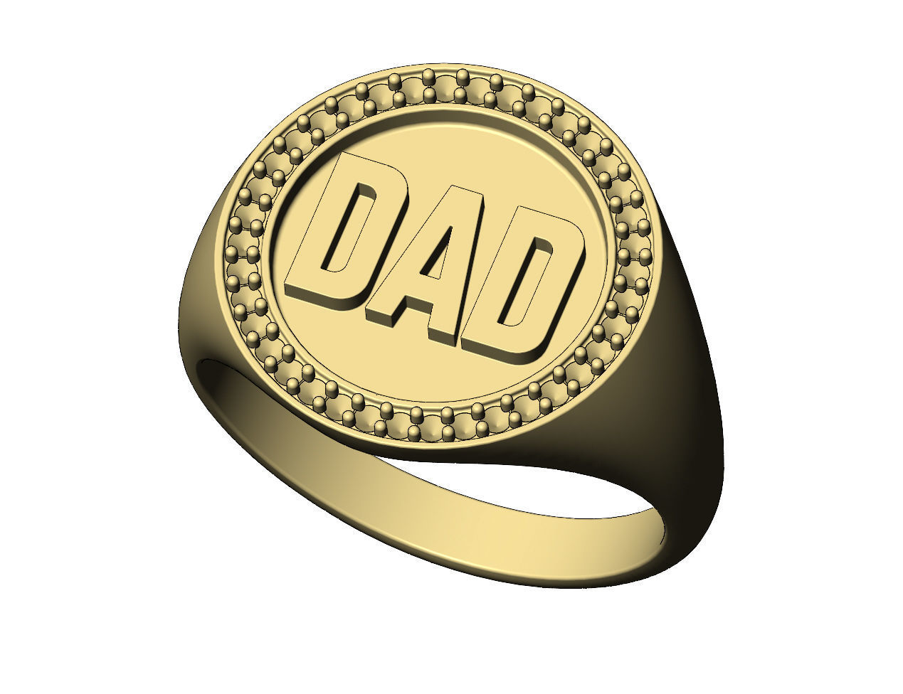 DAD diamond statement signet ring US sizes 7to10 3D model 3D printable ...