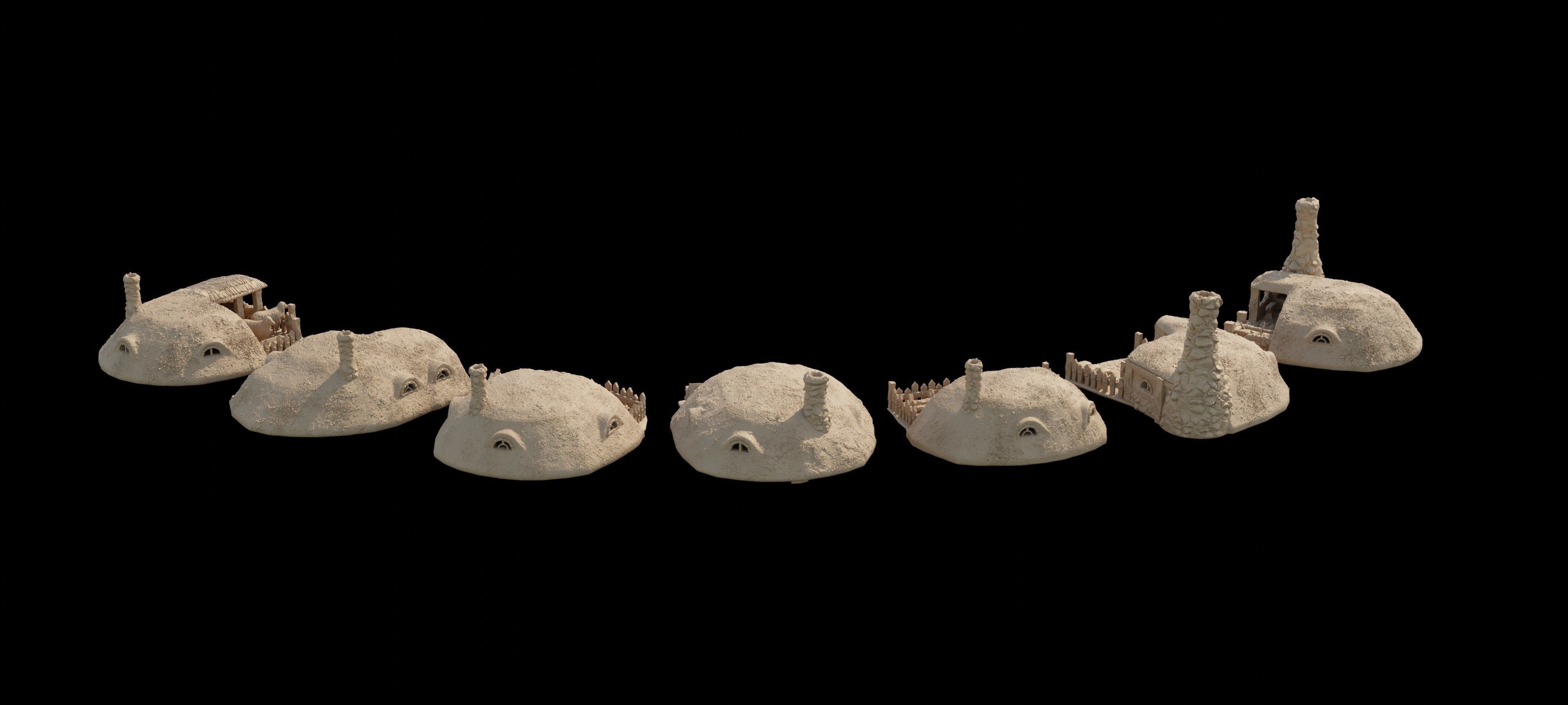 Hobbit Burrows Tabletop Terrain 28 MM 3D model 3D printable | CGTrader