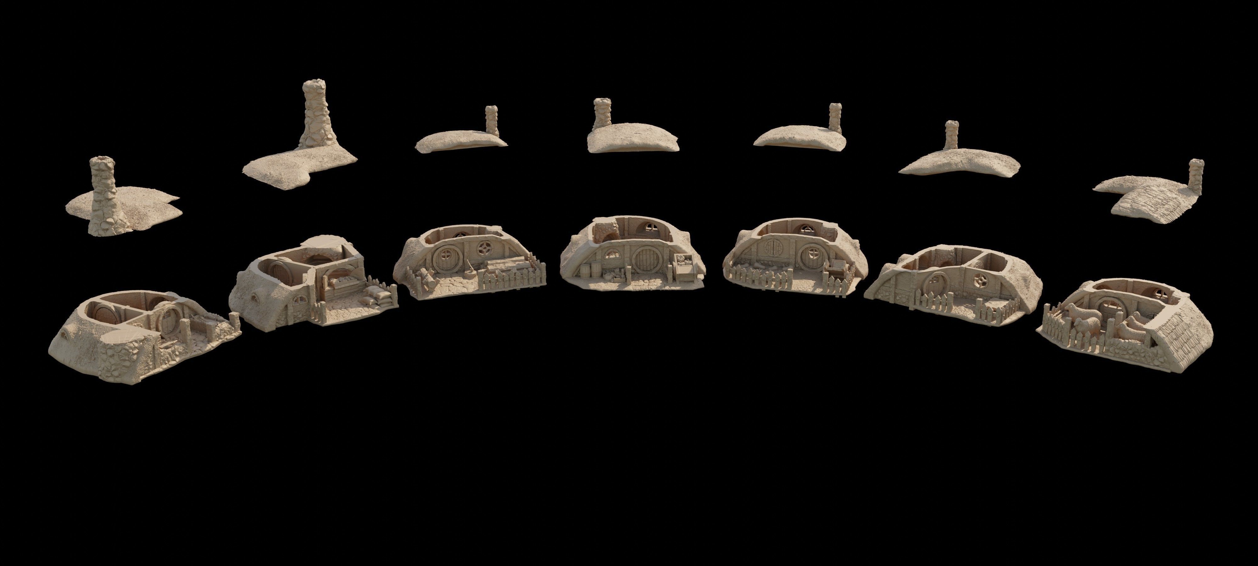 Hobbit Burrows Tabletop Terrain 28 MM 3D model 3D printable | CGTrader