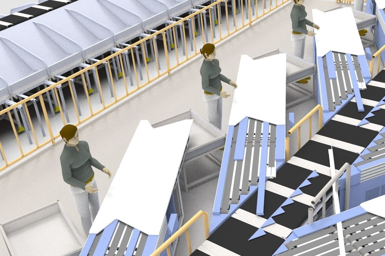 Cross Belt Sorting System 3D model | CGTrader