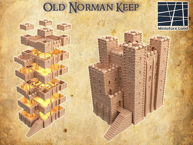 Old Norman Fort Tabletop Terrain 28 MM 3D model 3D printable | CGTrader