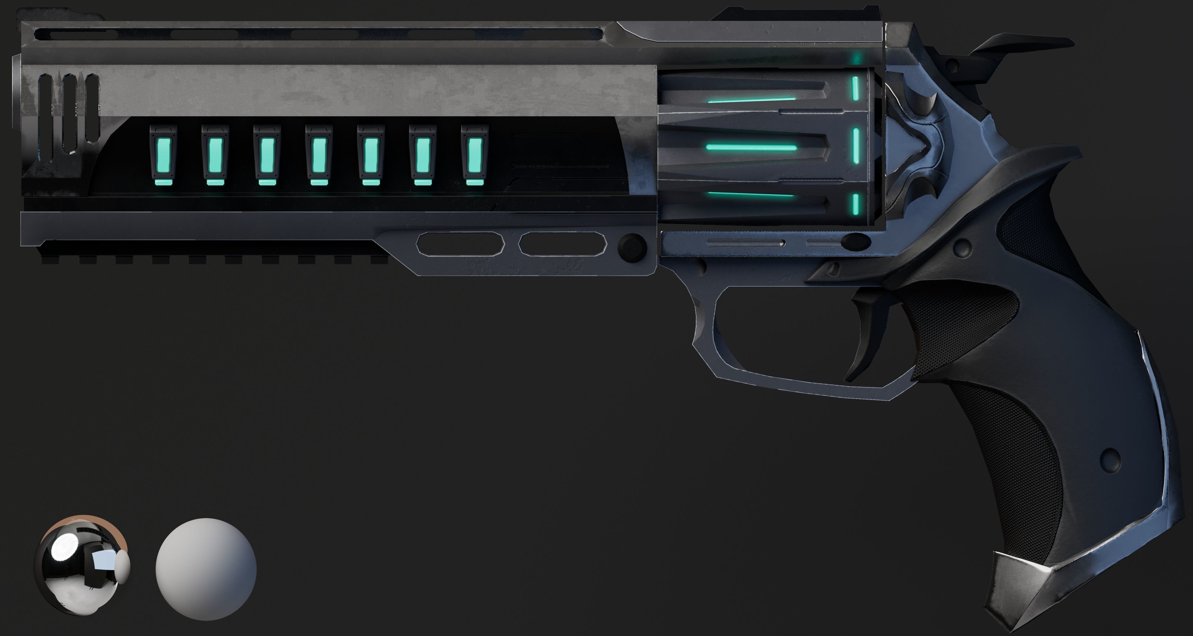 3D model Sci fi Revolver Low-poly Game ready 3D model VR / AR / low ...