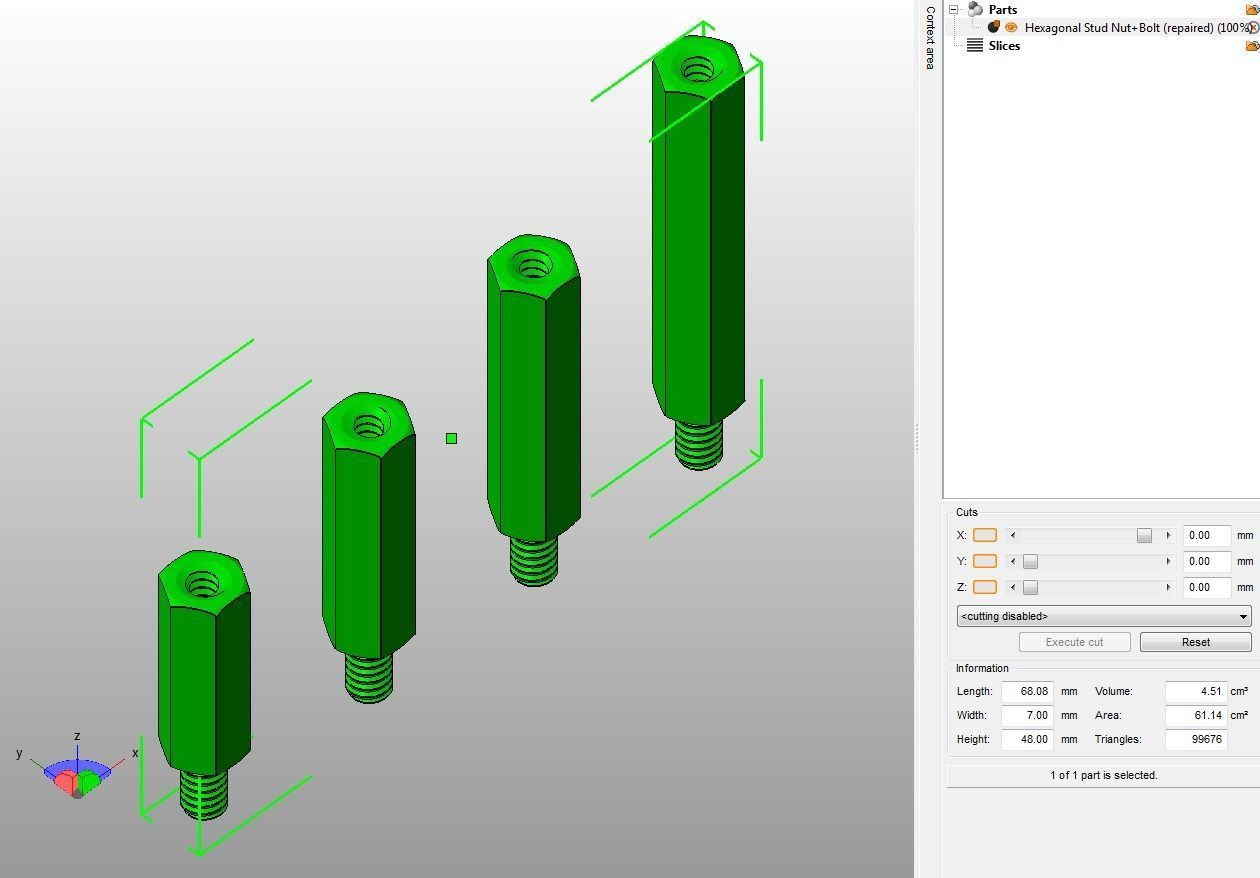 M4 Hexagonal Stud Connector Screw-Nut 3D model 3D printable | CGTrader