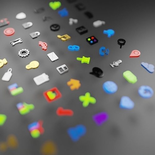 3D model Icons 3d set different colored VR / AR / low-poly | CGTrader