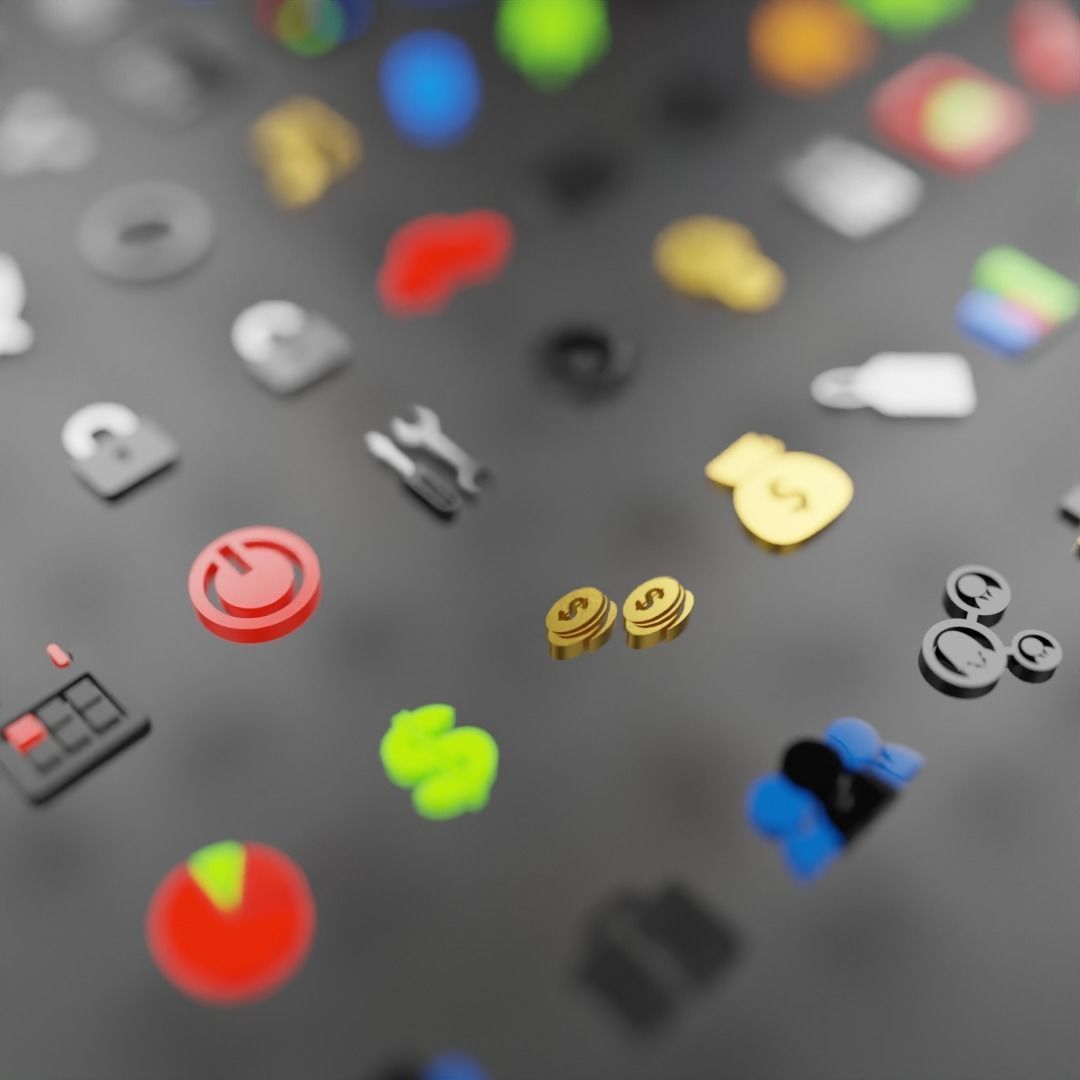 3D model Icons 3d set different colored VR / AR / low-poly | CGTrader