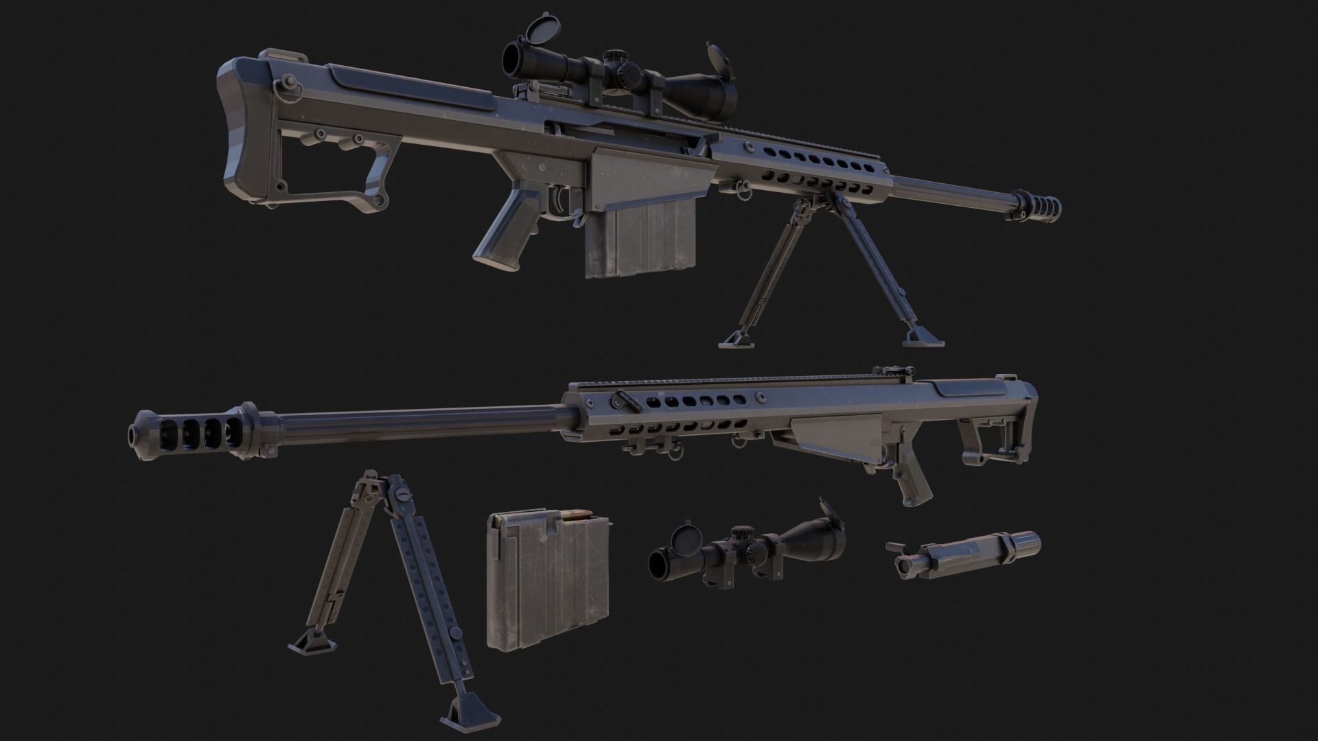 3D model The ultimate M107 Sniper Game-ready Model 2K PBR Texture VR ...