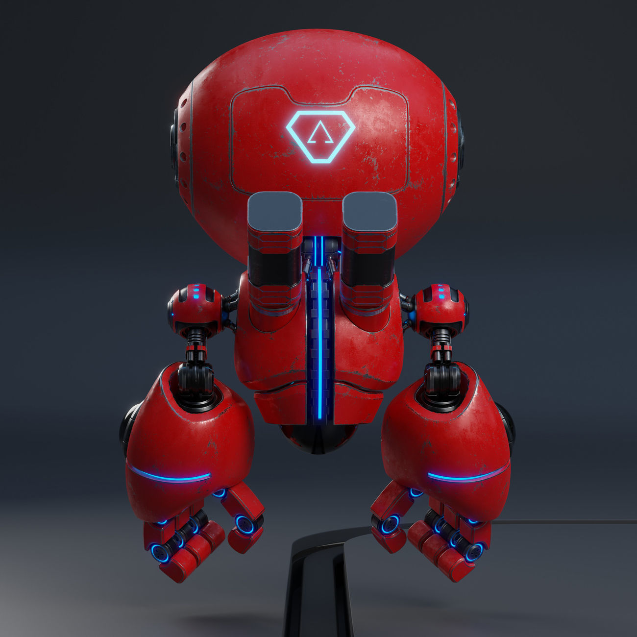 Cute Robot H-55 Red 3D model rigged | CGTrader