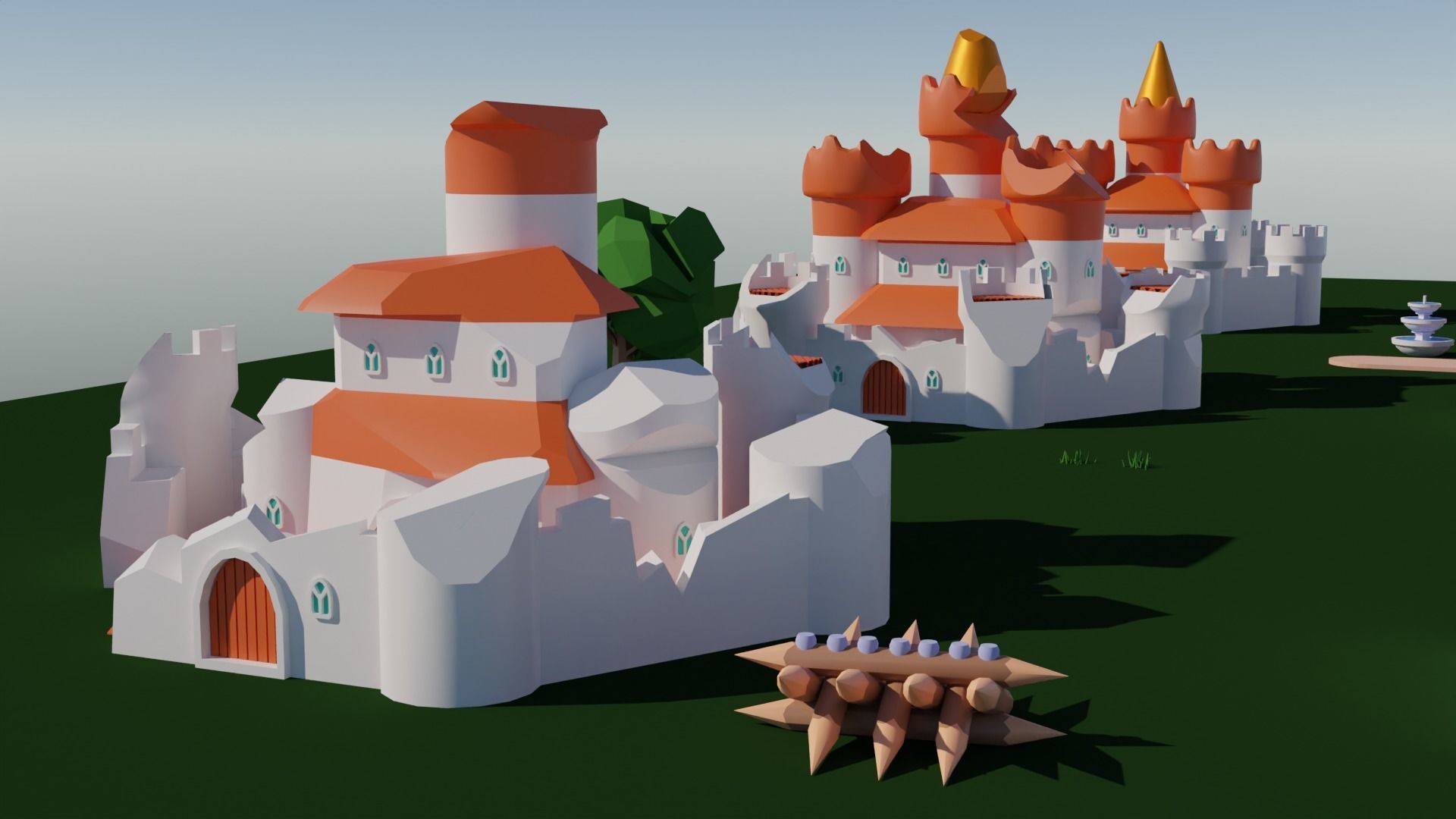 Big Hyper Casual Medieval Castle set modular free VR / AR / low-poly 3D ...