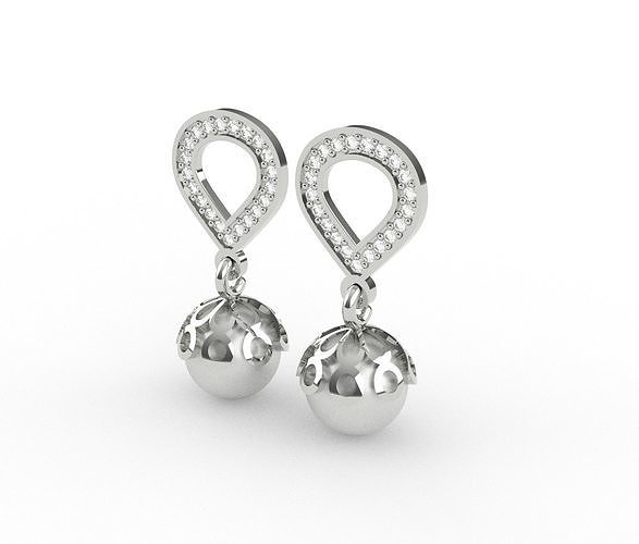 Earring Infinity Pearl and Diamonds 3D model 3D printable | CGTrader