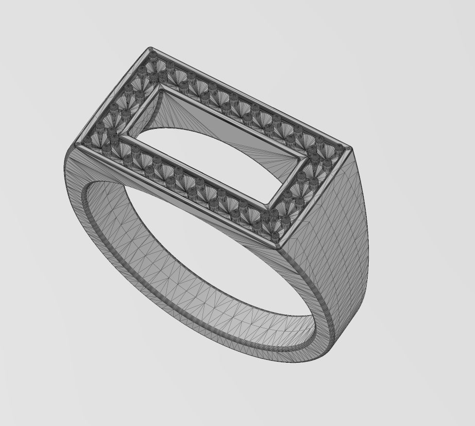 Diamond open rectangular top ring US sizes 6to9 3D model 3D printable ...