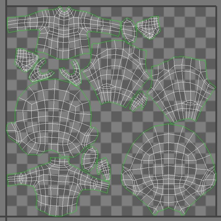 3D model unwrapped low-poly character base mesh VR / AR / low-poly ...