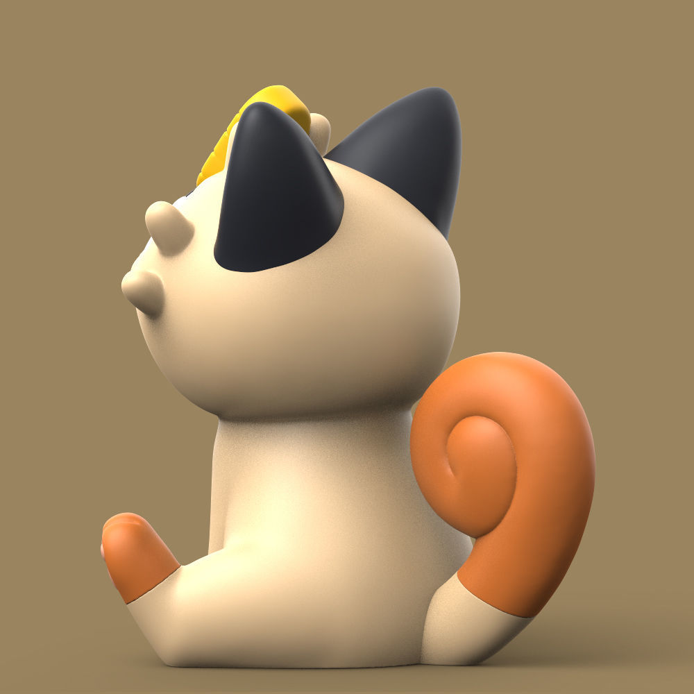 Pokemon Chibi Meowth EASY PRINT NO SUPPORT 3D model 3D printable | CGTrader