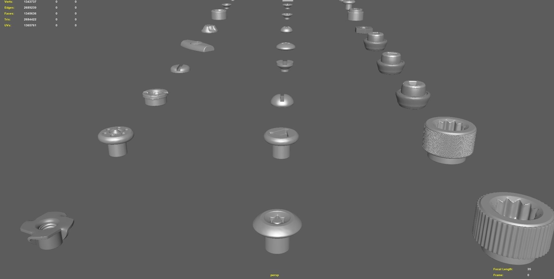 Screws and nuts Hardware mechanical parts 3D model | CGTrader