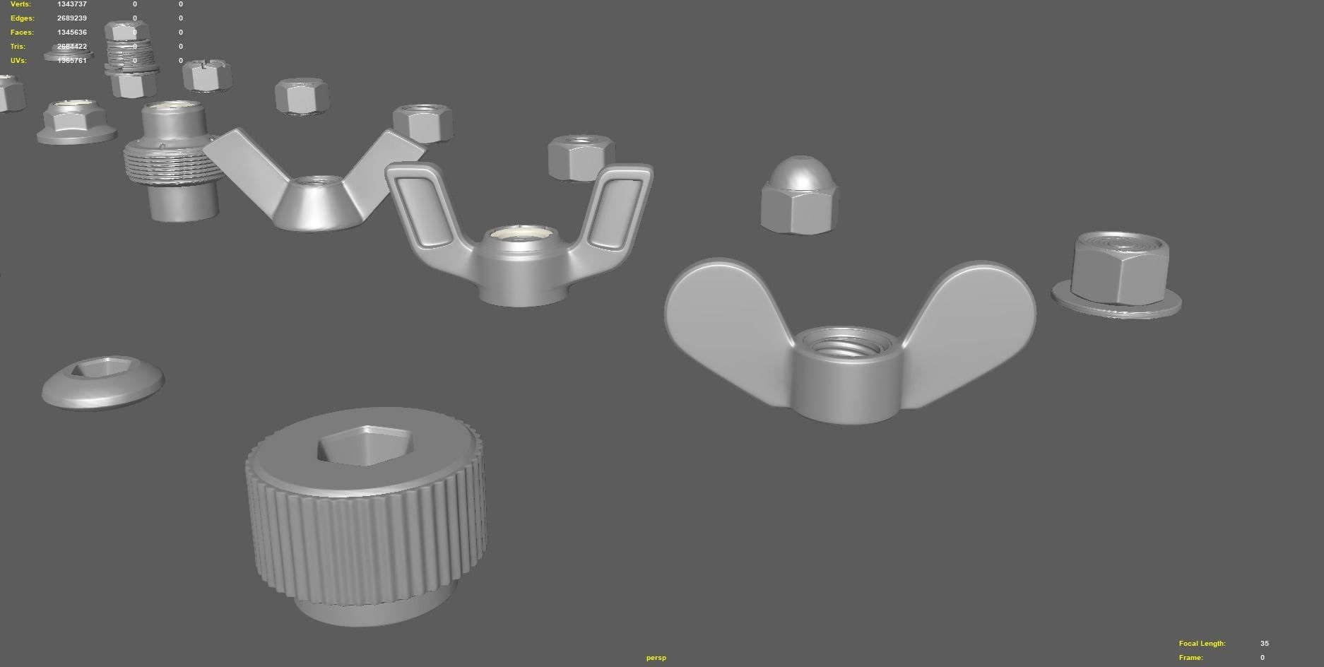 Screws and nuts Hardware mechanical parts 3D model | CGTrader