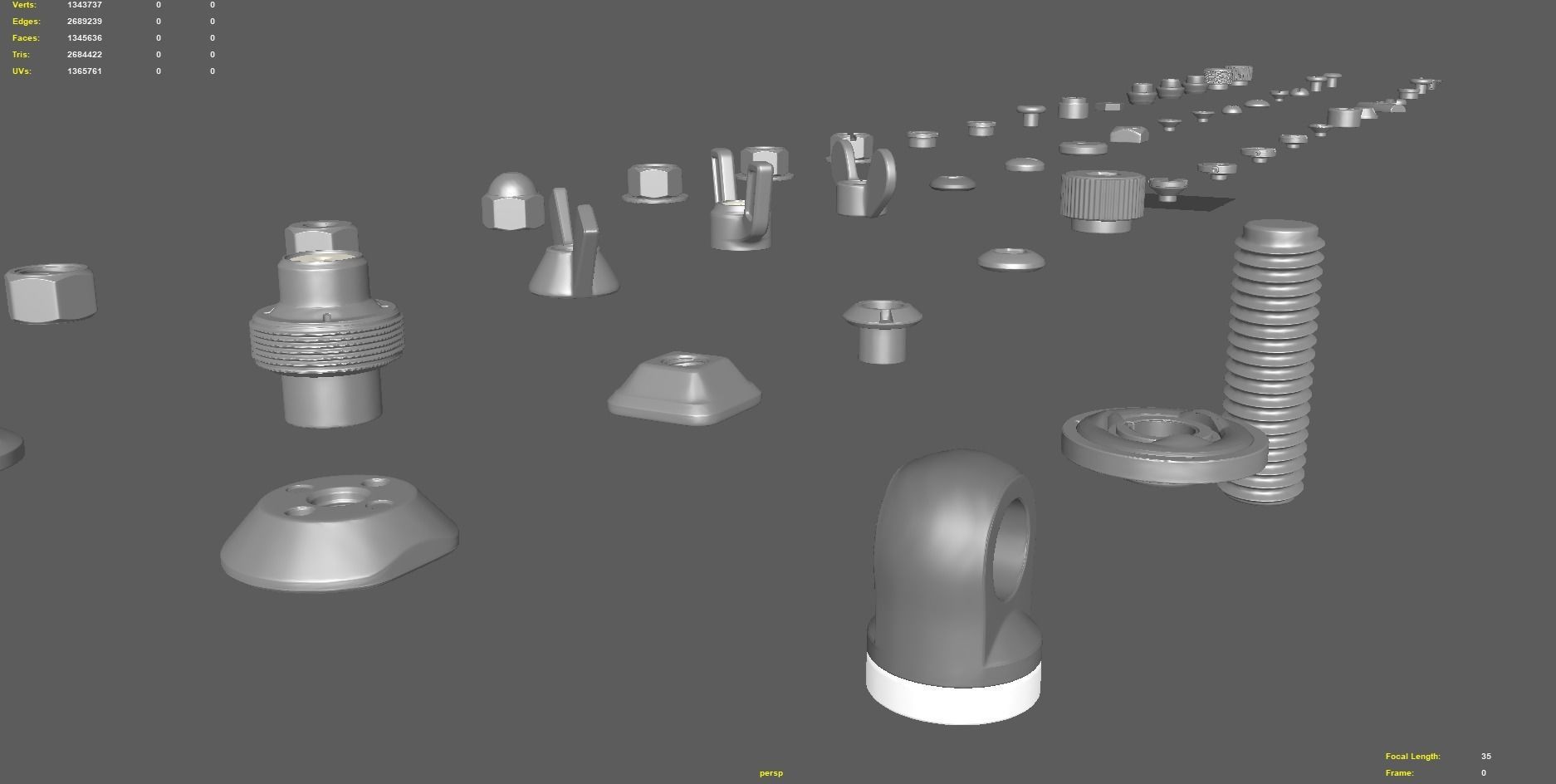 Screws and nuts Hardware mechanical parts 3D model | CGTrader