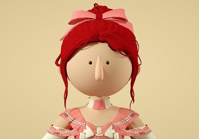 Cartoon pink little princess little girl C4D model 3D model | CGTrader