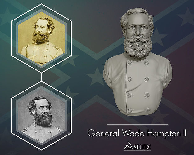 General Wade Hampton III bust sculpture 3D model 3D printable | CGTrader