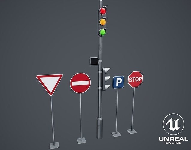 3D model Stylized Traffic Signs VR / AR / low-poly | CGTrader
