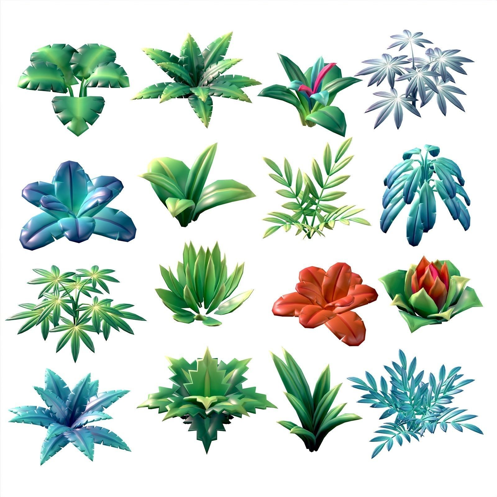 3D model Stylized lowpoly plants set VR / AR / low-poly | CGTrader