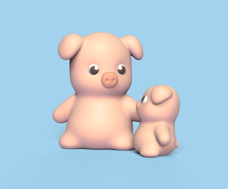 Pig and Baby Pig 3D model 3D printable | CGTrader