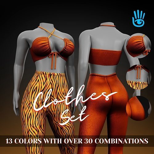 3D model Second Life Clothes Set - Flare Pants and Top - 3D Assets VR / AR / low-poly | CGTrader