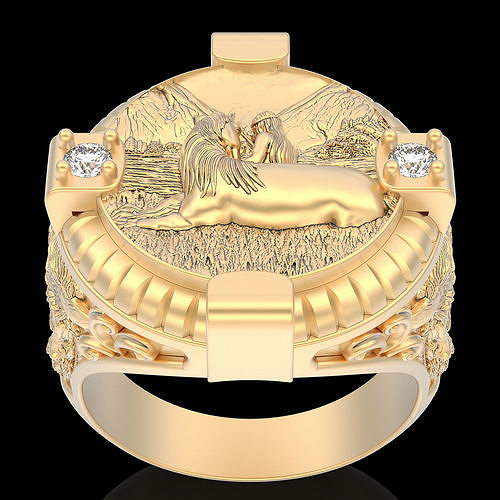 Girl horse ring silver gold printable jewelry 3D model 3D model 3D ...