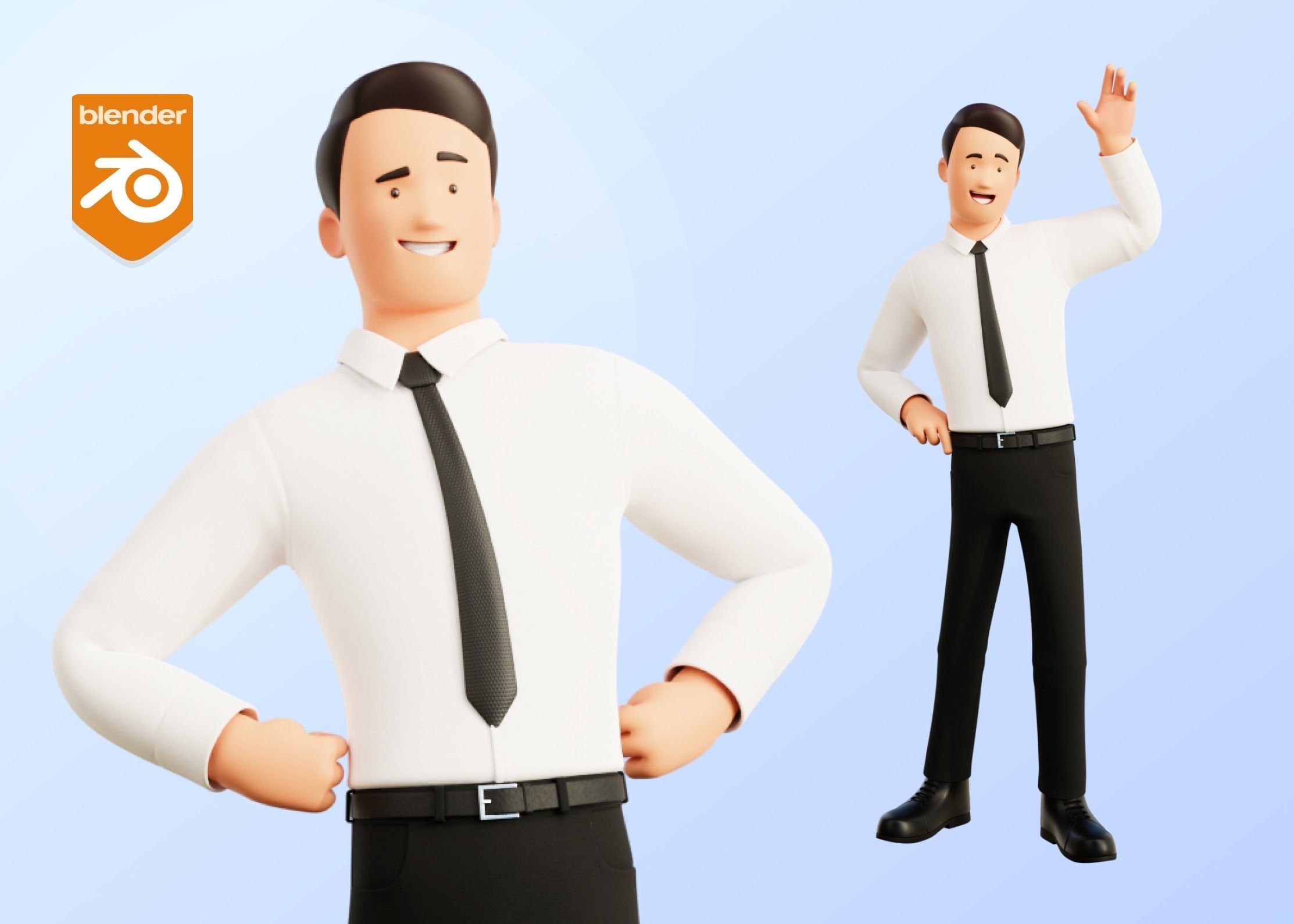 3D model Business Office Man Character Rigged VR / AR / low-poly rigged ...