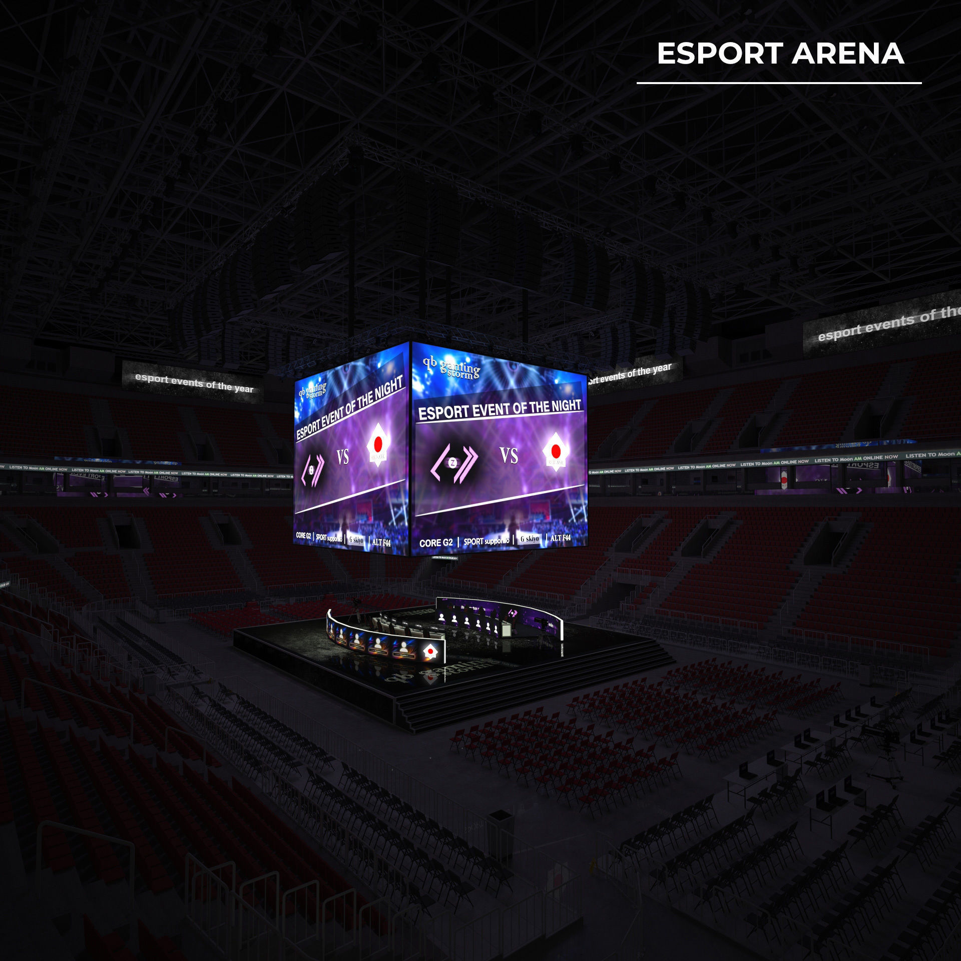 3D model Esport event arena - interior - low poly AR VR VR / AR / low ...