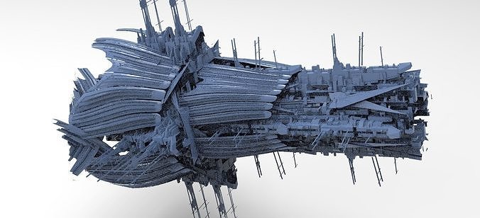 Sci-fi Blue Energy ship 3D model | CGTrader