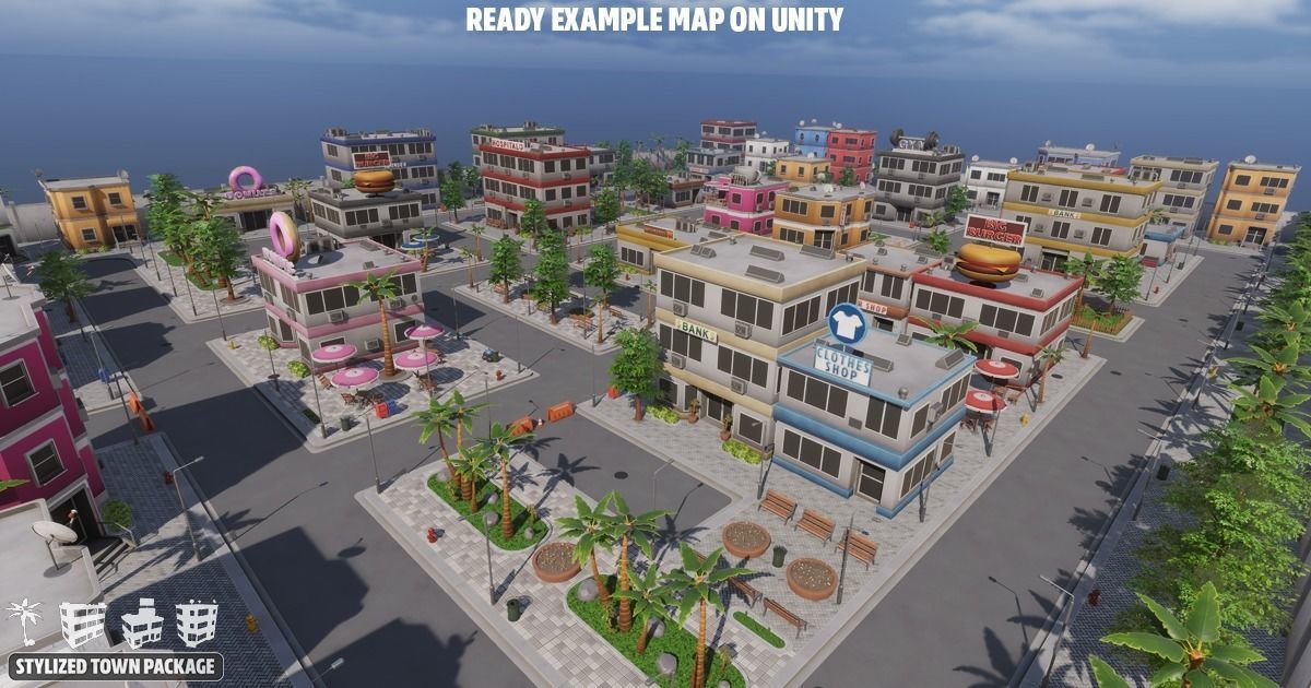 3D model Stylized Town Package VR / AR / low-poly | CGTrader