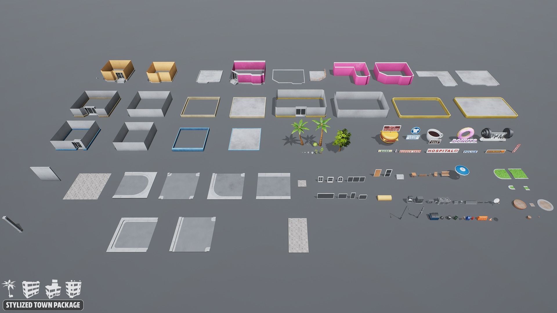 3D model Stylized Town Package VR / AR / low-poly | CGTrader