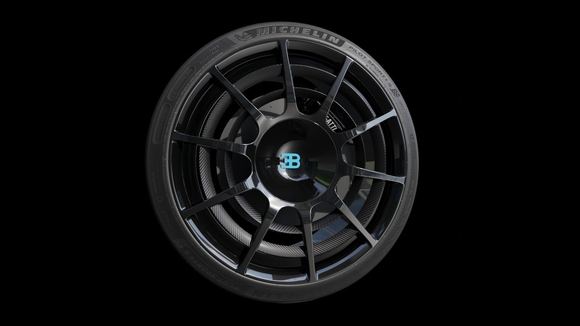 Bugatti Chiron Pur Sport carbon fiber Wheels 3D model | CGTrader