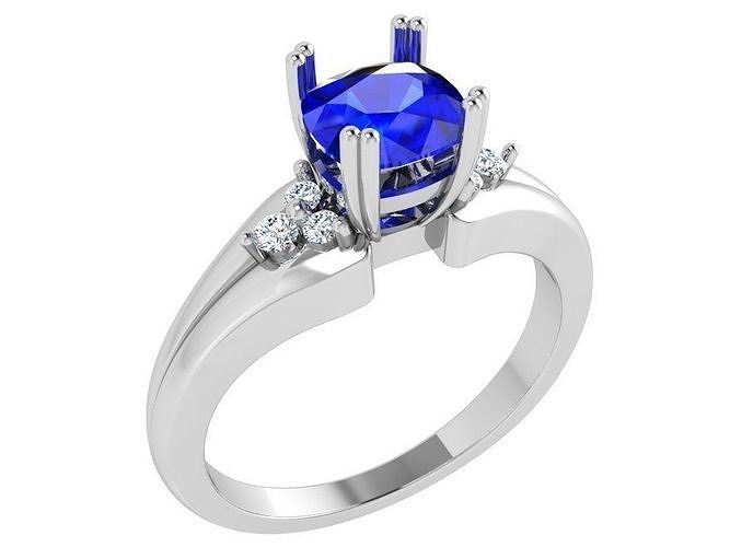 Round blue stone diamond ring 3386 3D print model 3D model 3D printable ...