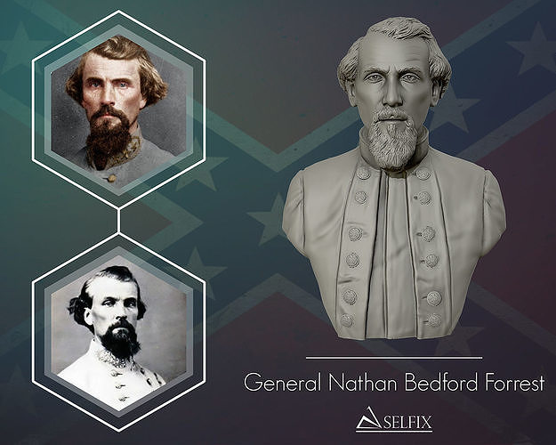 General Nathan Bedford Forrest bust sculpture 3D model 3D printable ...