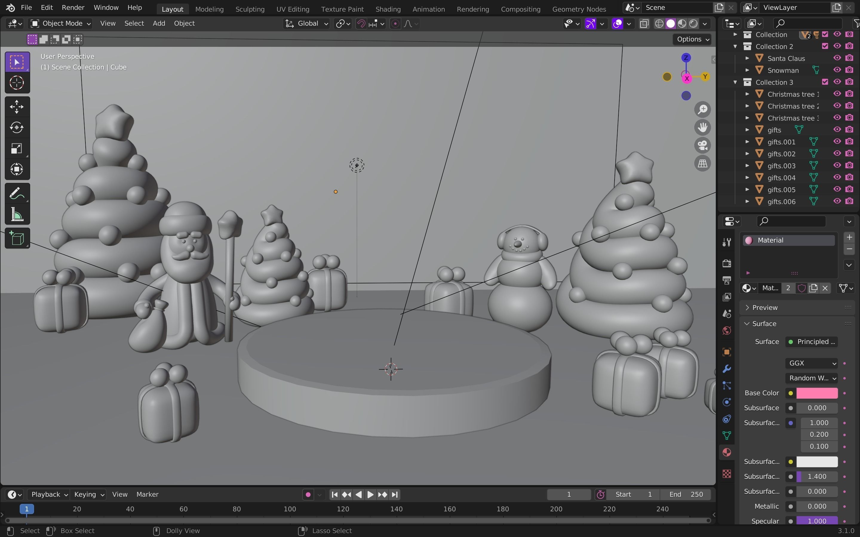 Modular Simple Christmas Scene Low-poly 3D model 3D model | CGTrader