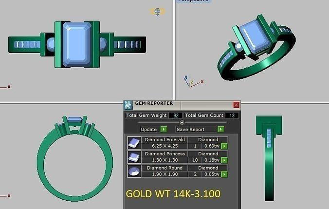 emerald cut engagement ring 3D model 3D printable | CGTrader