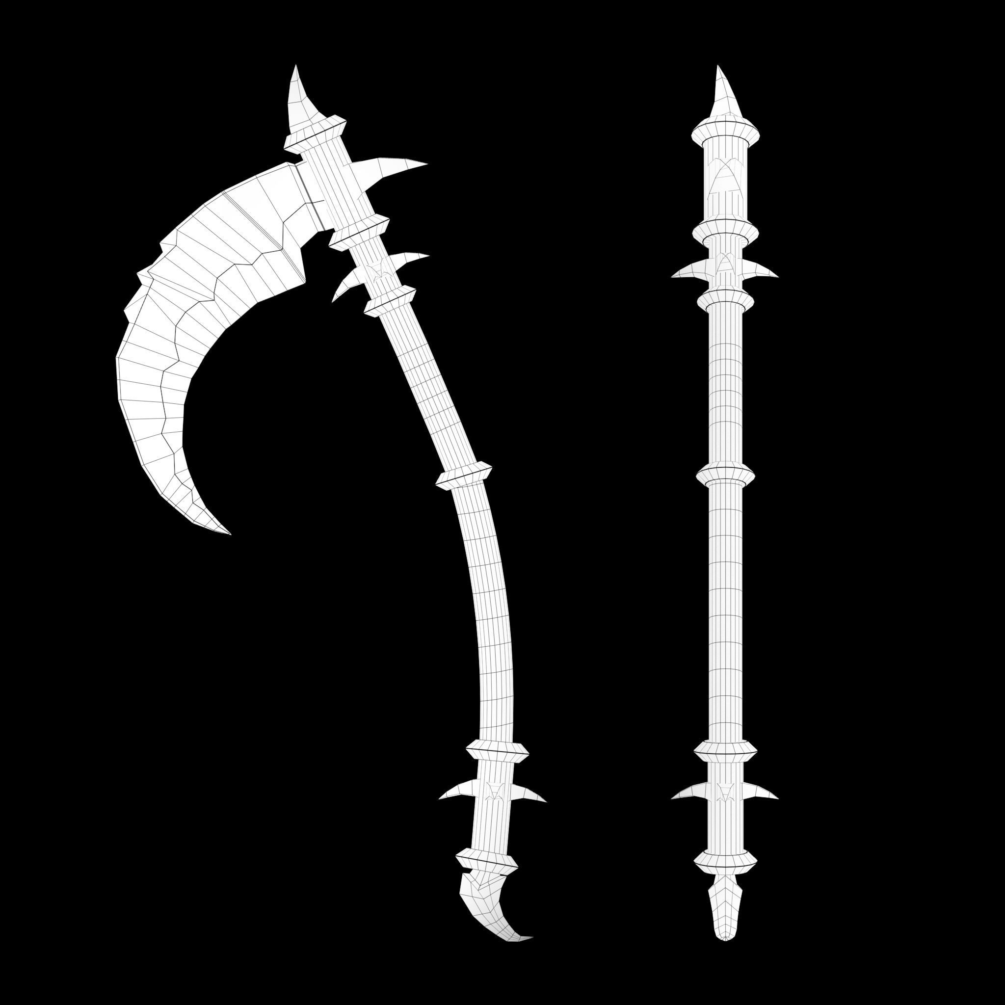 3D model Fire scythe weapon VR / AR / low-poly | CGTrader