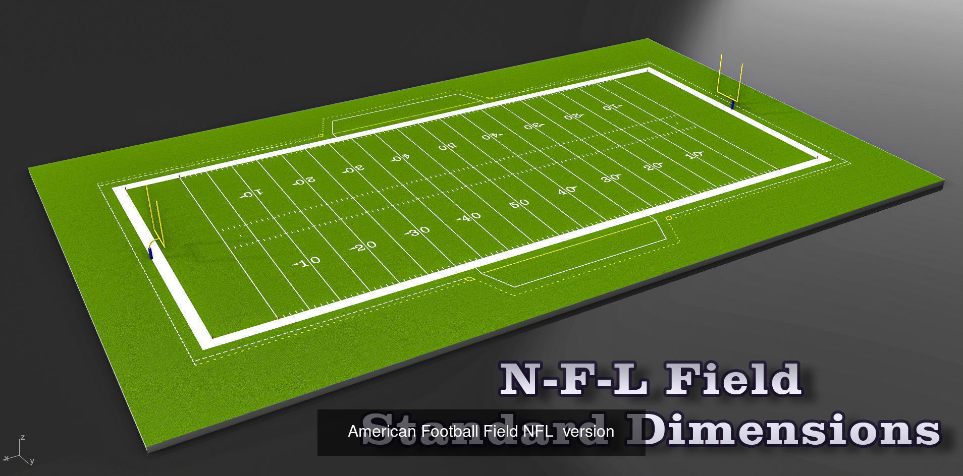 3D Model Collection American Football Fields NFL vs College VR / AR ...