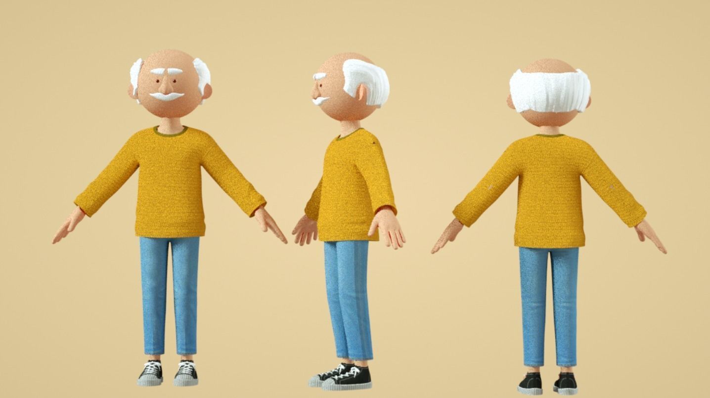 cartoon old man 3D model | CGTrader
