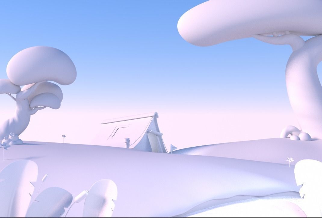 cartoon lake cabin scene 3D model | CGTrader