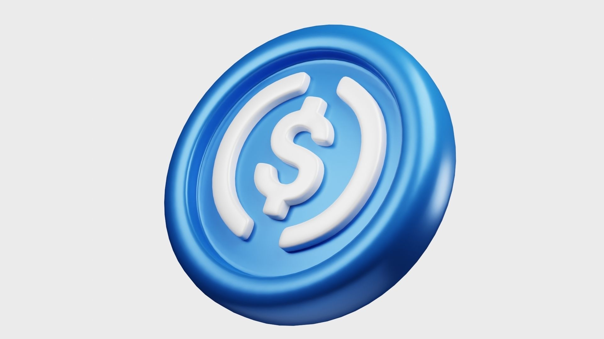 USD Coin or USDC Blue Crypto Coin with cartoon style 3D model | CGTrader