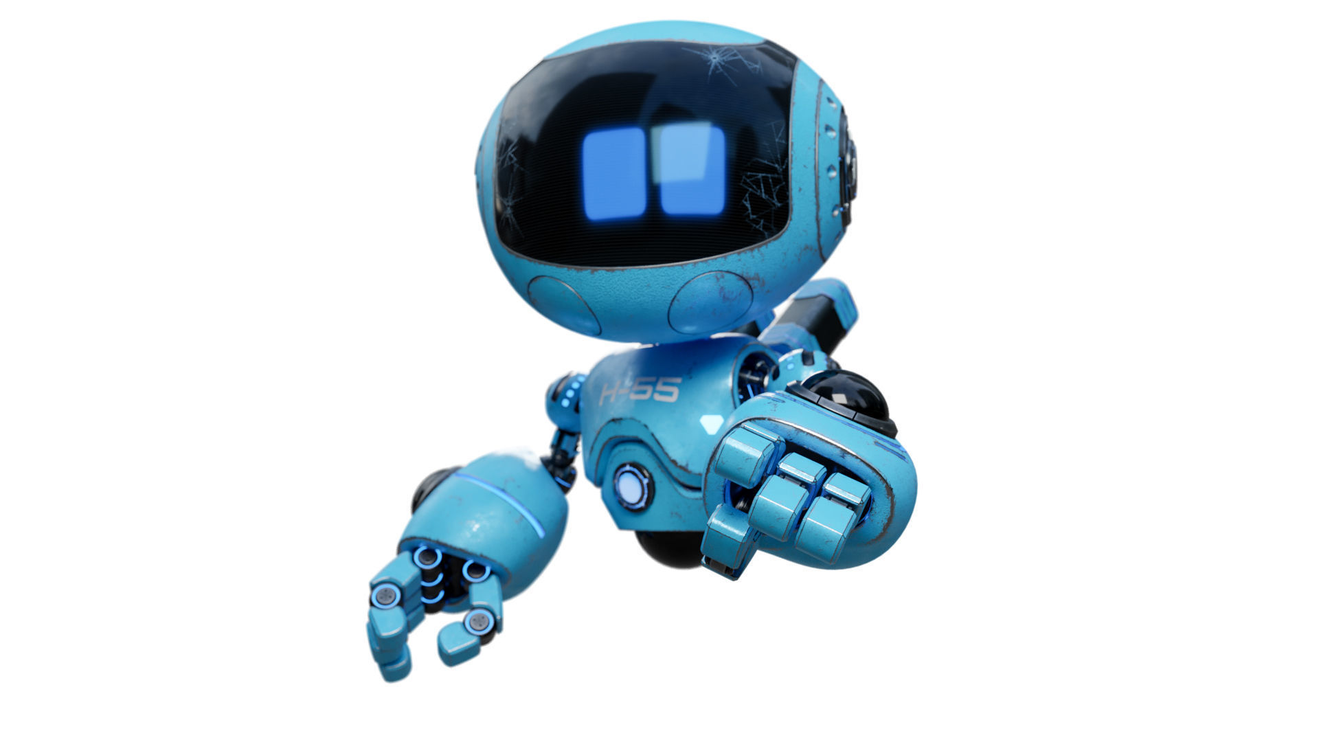 Cute Robot H-55 Blue 3D model rigged | CGTrader