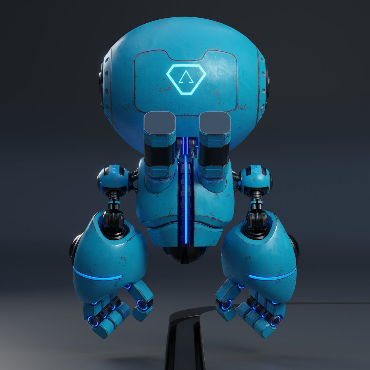 Cute Robot H-55 Blue 3D model rigged | CGTrader