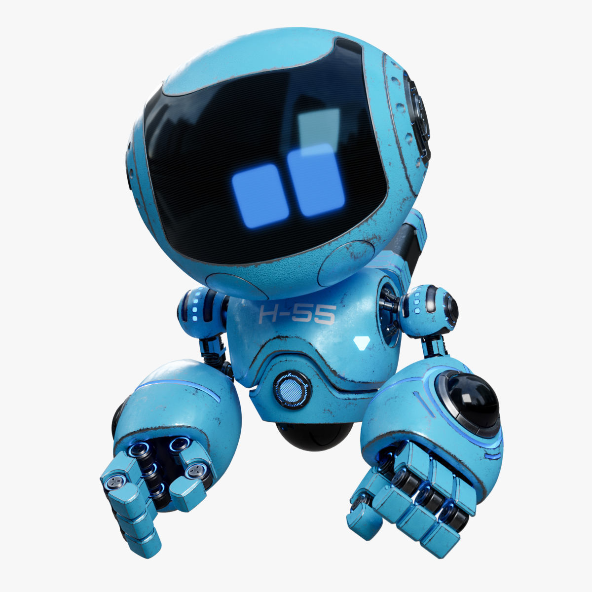 Cute Robot H-55 Blue 3D model rigged | CGTrader