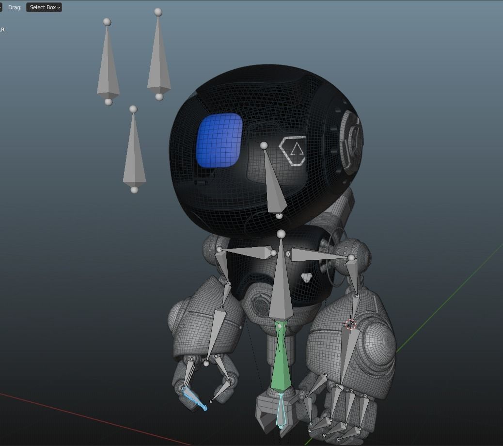 Cute Robot H-55 Blue 3D model rigged | CGTrader