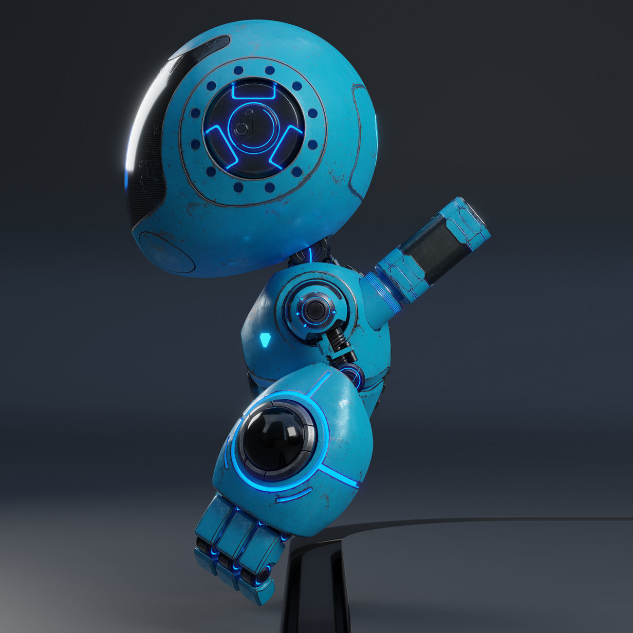 Cute Robot H-55 Blue 3D model rigged | CGTrader
