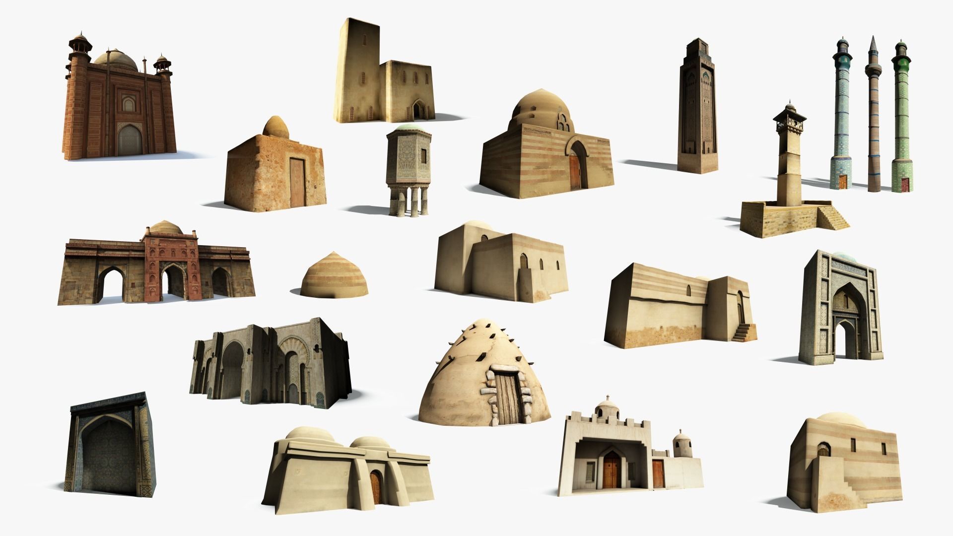 3D model Low Poly Middle East City Buildings and Eastern Architecture ...